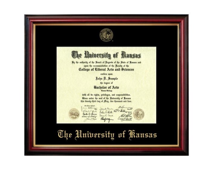 University of Kansas Diploma Frame Bachelor or Master Petite Mahogany ...
