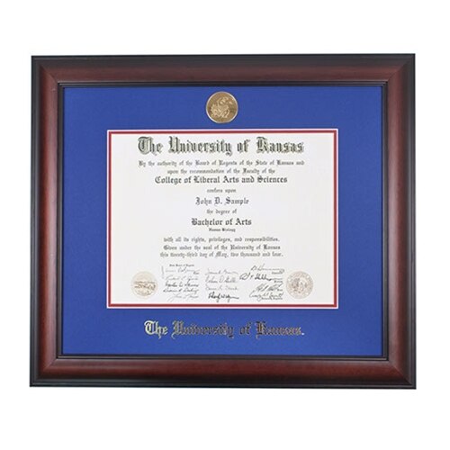 University of Kansas Diploma Frame Bachelor or Master Satin Mahogany ...